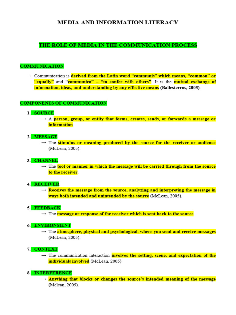 Media and Information Literacy (The Role of Media in The Communication ...