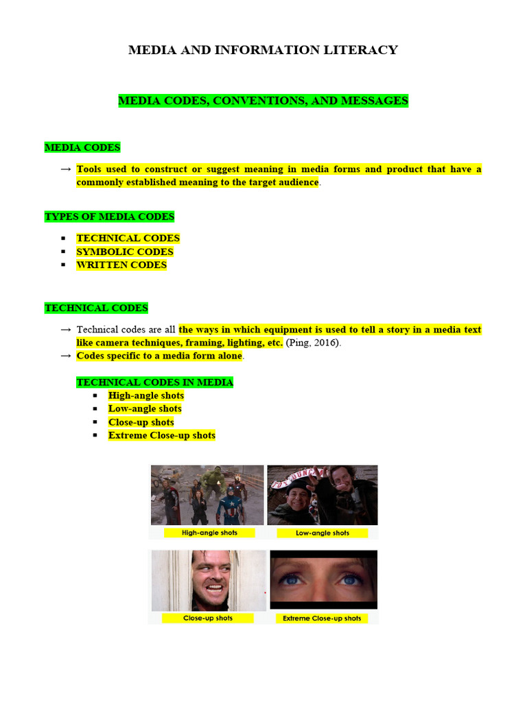 Media and Information Literacy (Media Codes, Conventions, and Messages ...