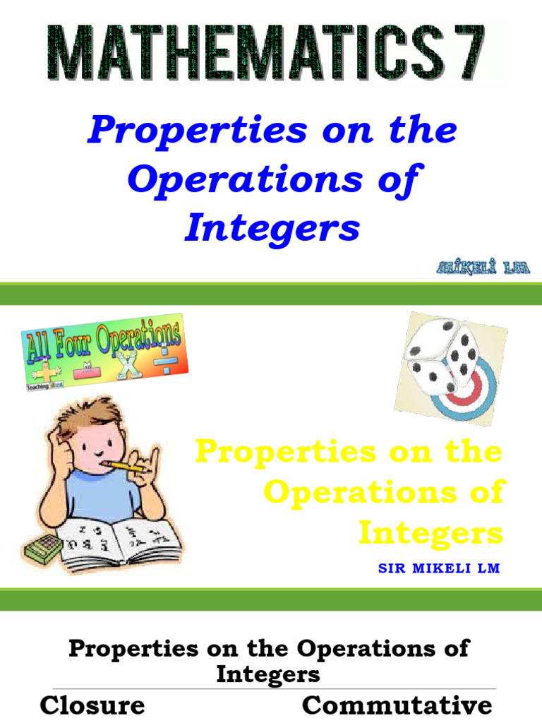 Properties On The Operations of Integers | PDF | Multiplication ...