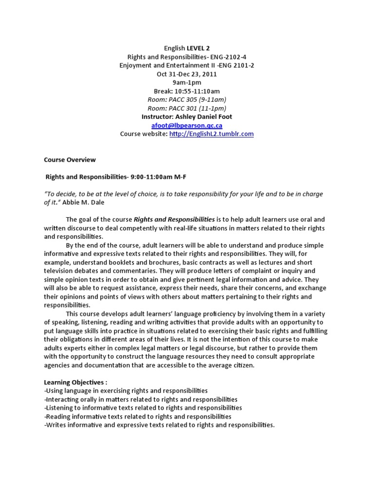 English Level 2 Course Outline | PDF | Scrapbooking | Storytelling