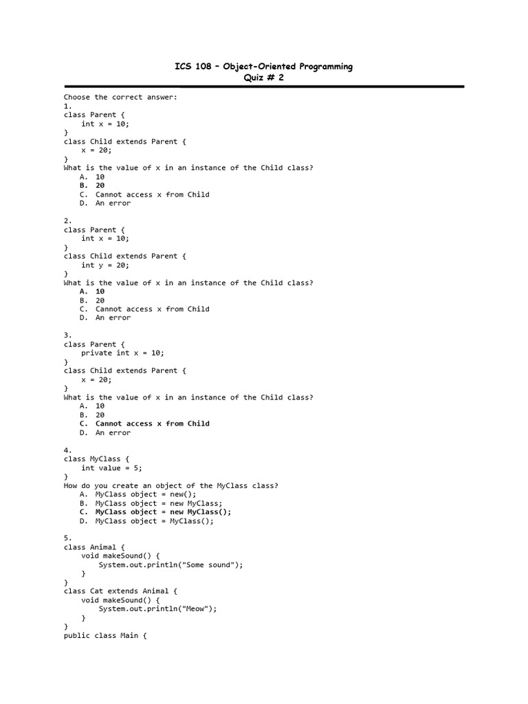 231 Quiz 2 Pdf Class Computer Programming Inheritance Object 7872