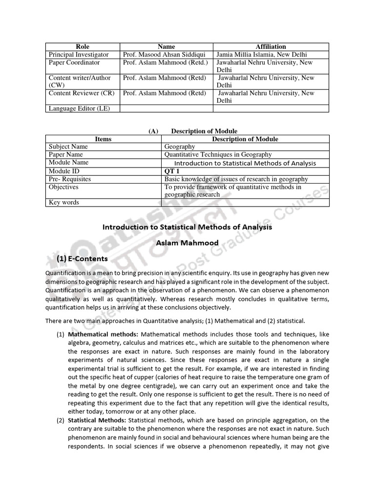 statistical methods | PDF | Cost Of Living | Statistics