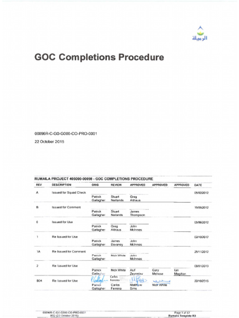 00096R-C-G0-G000-CO-PRO-0001-B04 GOC Completions Procedure | PDF ...