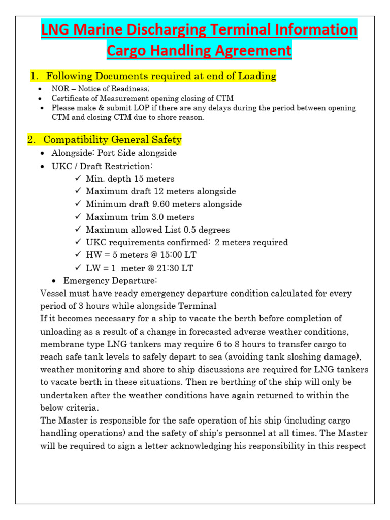 2.4 Discharge Terminal Info Cargo Handling Agreement | PDF | Oil Tanker ...