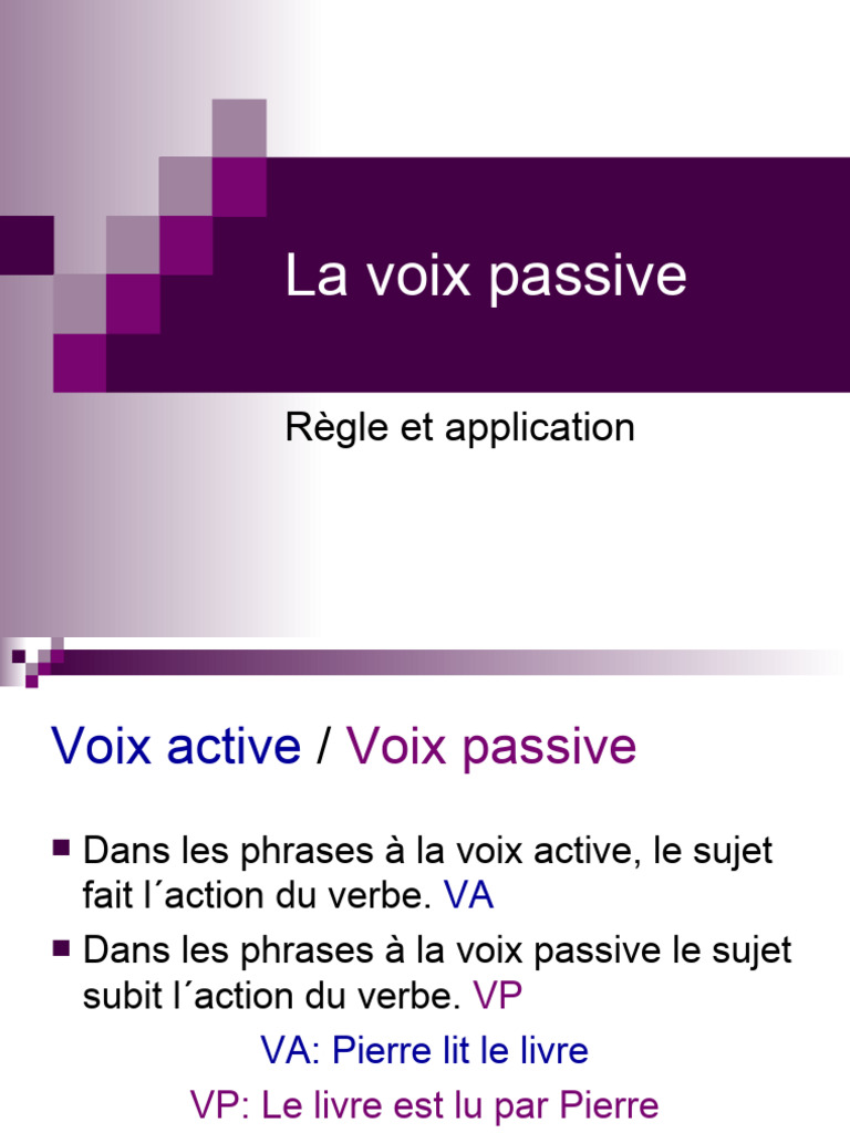 La Voix Passive en Français : Règles et Exemples | PDF | Sujet ...