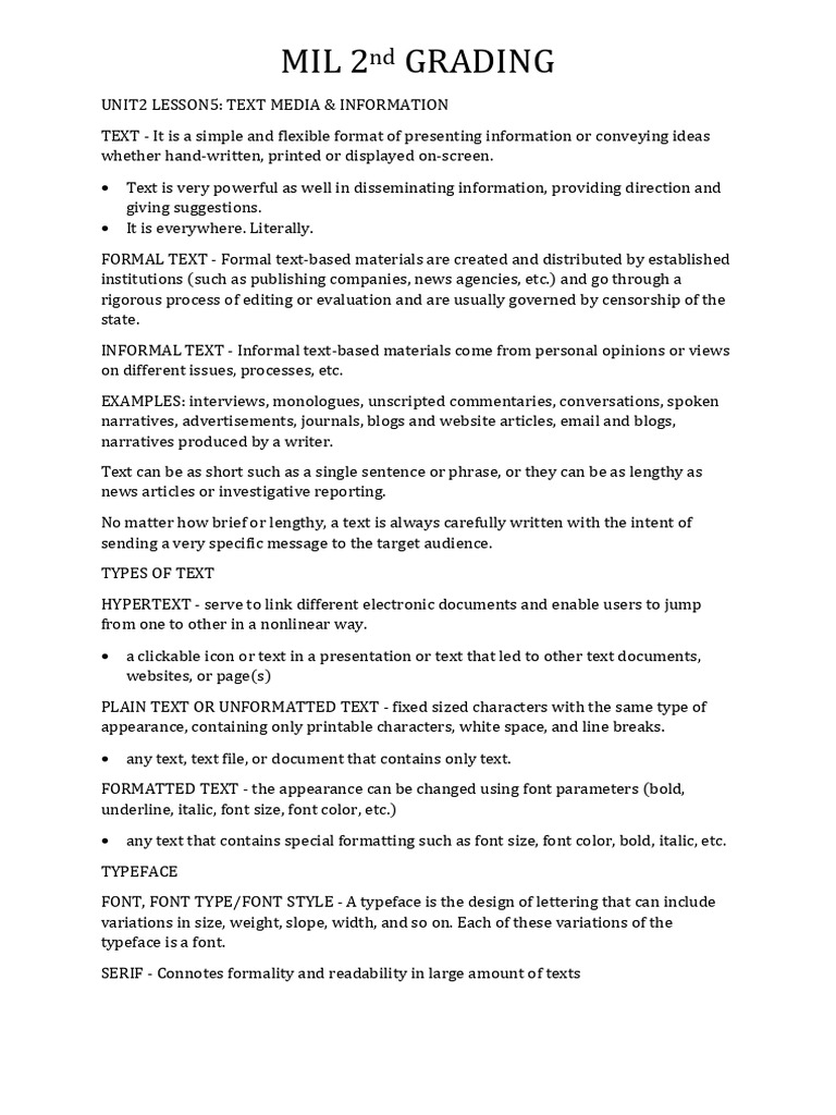 Mil 2 Grading | PDF | Typefaces | Composition (Visual Arts)