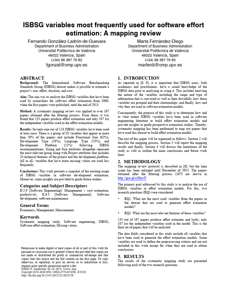 ISBSG Variables Most Frequently Used For Software Effort | PDF | Data | Regression Analysis