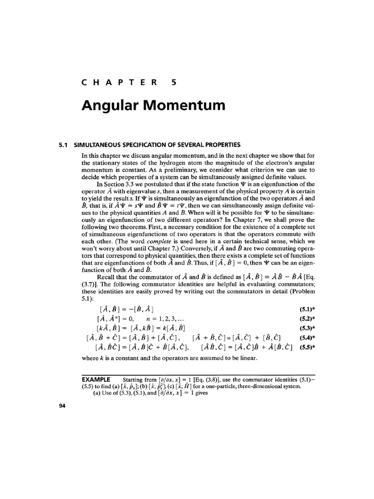 Quantum Chemistry - Ira Levine CHAPTER 5 | PDF
