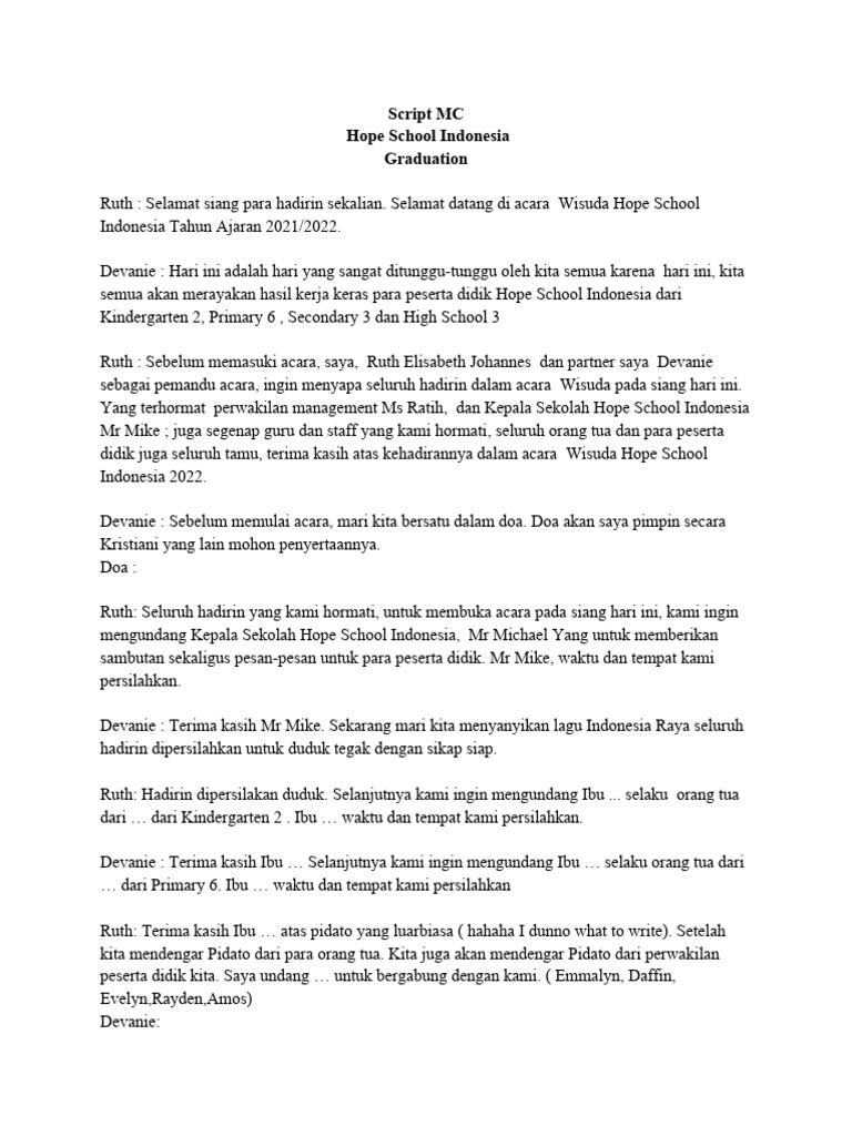 Script MC HSI 2022 Batch1 | PDF | Seni