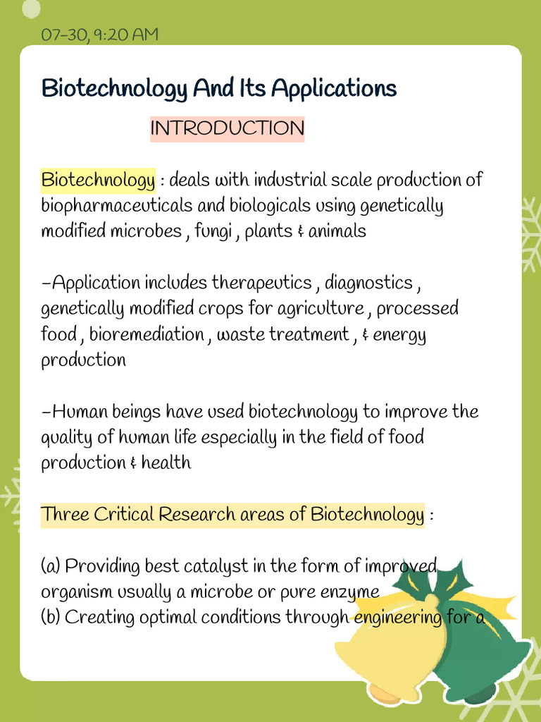 Biotechnology Applications Overview | PDF | Biotechnology | Insulin