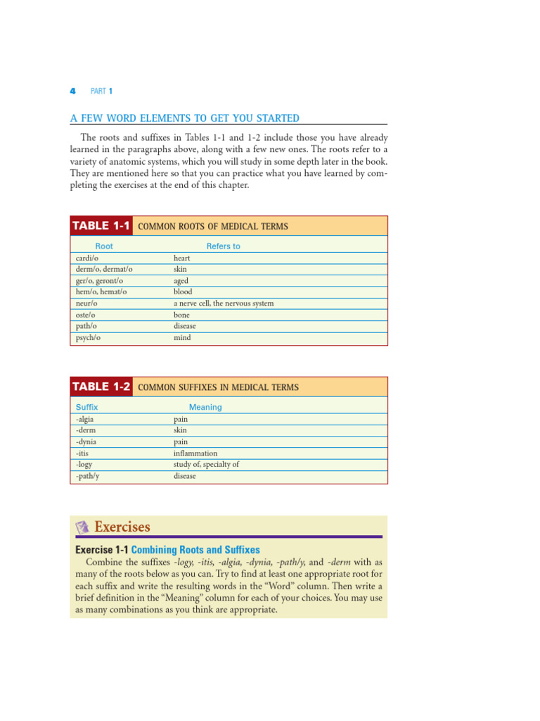 Exercise-Chapter1-Analyzing Medical Terms | PDF | Medical Specialties | Health Care