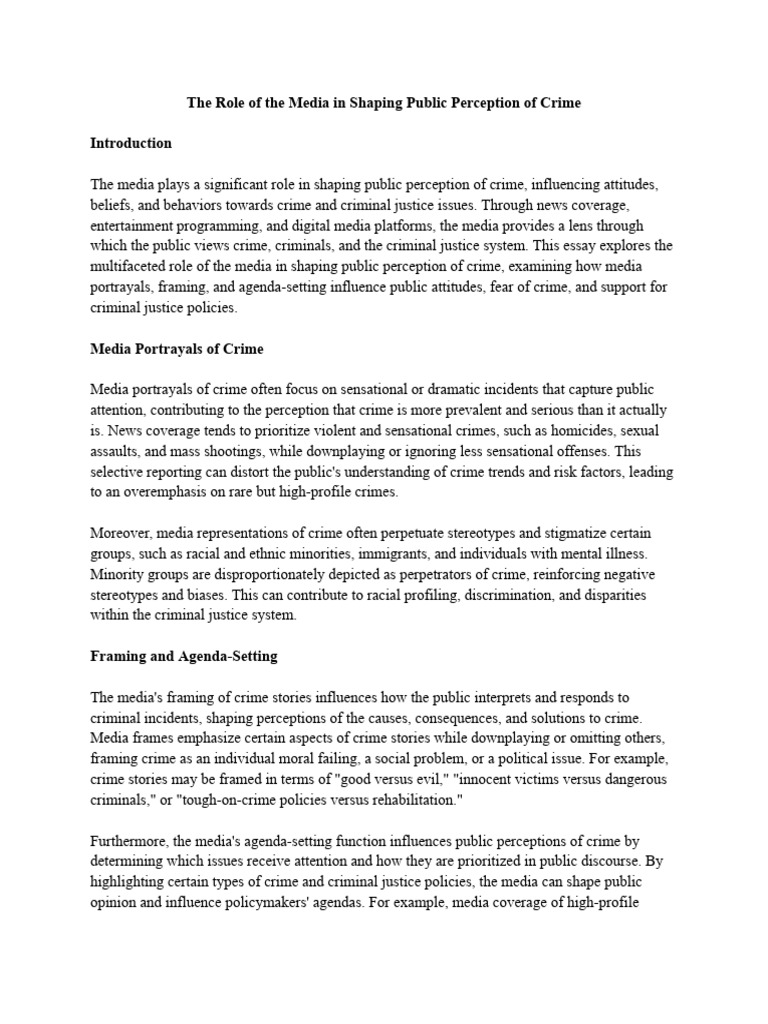 The Role of The Media in Shaping Public Perception of Crime | PDF ...