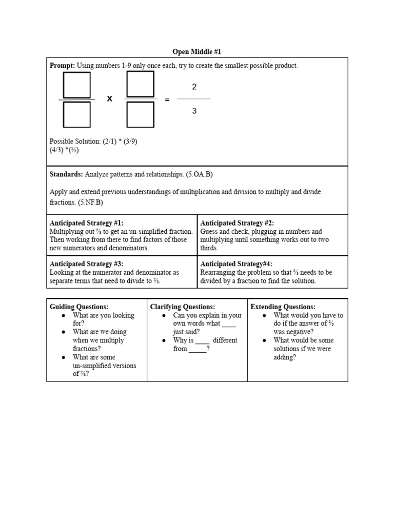 Open Middle Problems 2 | PDF | Triangle | Numbers