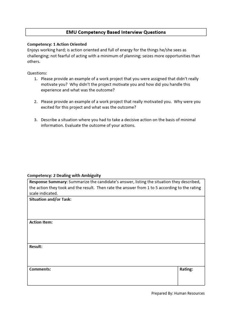 Lominger Interview Questions | PDF | Creativity | Human Resources