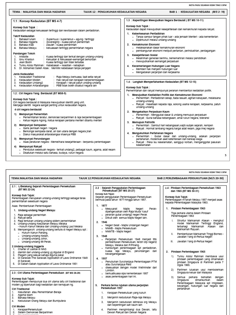 Nota Ringkas Sej t5 | PDF