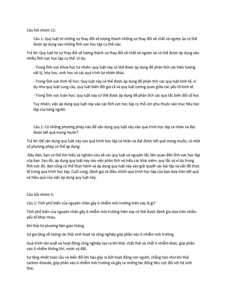 Câu hỏi nhóm 11 | PDF