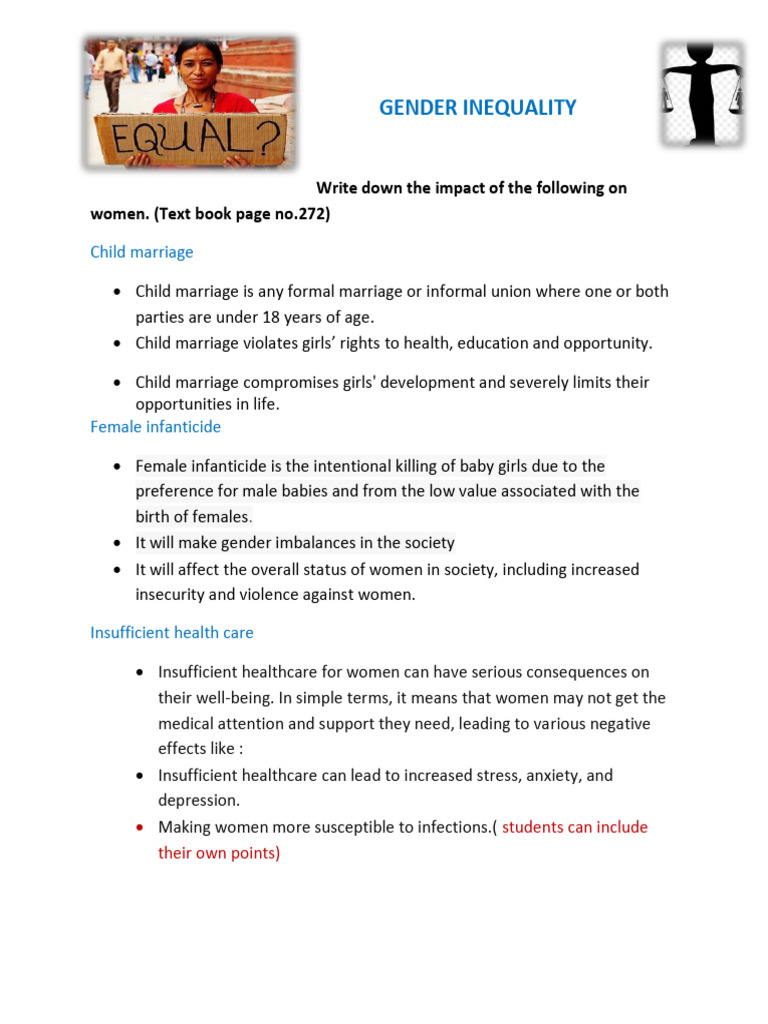 Impact of Gender Inequality on Women | PDF | Discrimination & Race ...