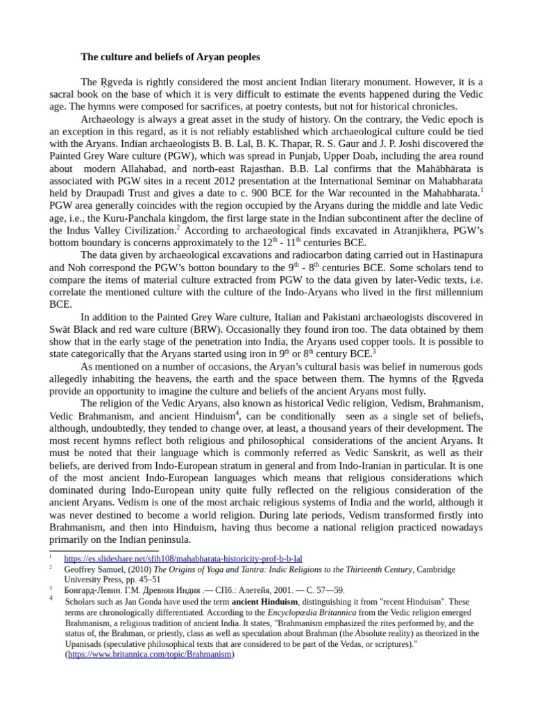 The_culture_and_beliefs_of_Aryan_peoples | PDF | Monotheism | Deities