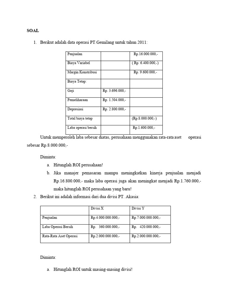 Soal Latihan Pelaporan Segmen Dan Desentralisasi | PDF | Bisnis
