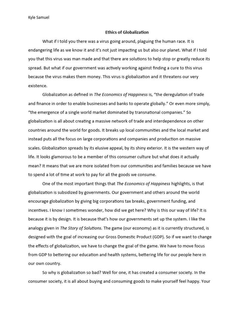 Ethics of Globalization | PDF | Globalization | Sustainability