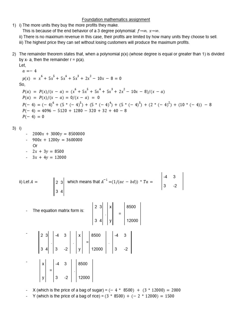 Polynomial and Matrix Math Assignment | PDF | Polynomial | Abstract Algebra