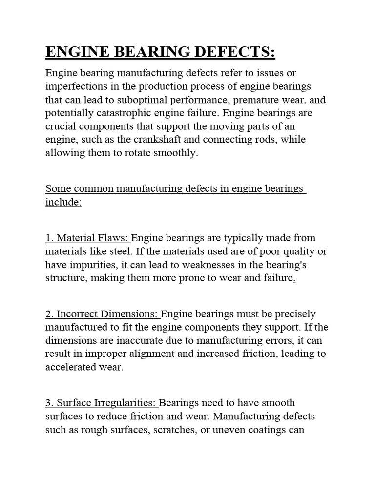 Engine Bearing Defects | PDF | Bearing (Mechanical) | Wear