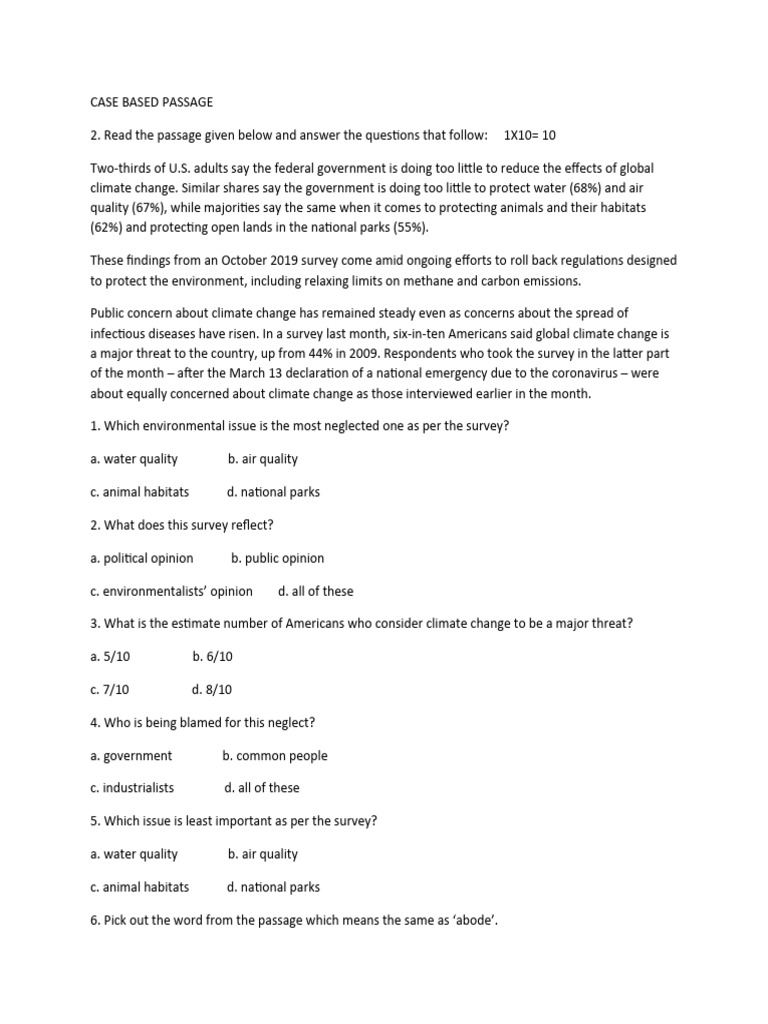 Case Based Passage | PDF | Climate Change | Environmentalism
