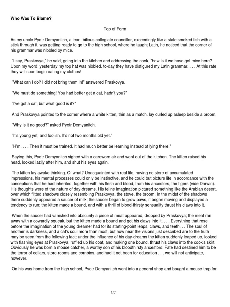 Who Was To Blame? | PDF