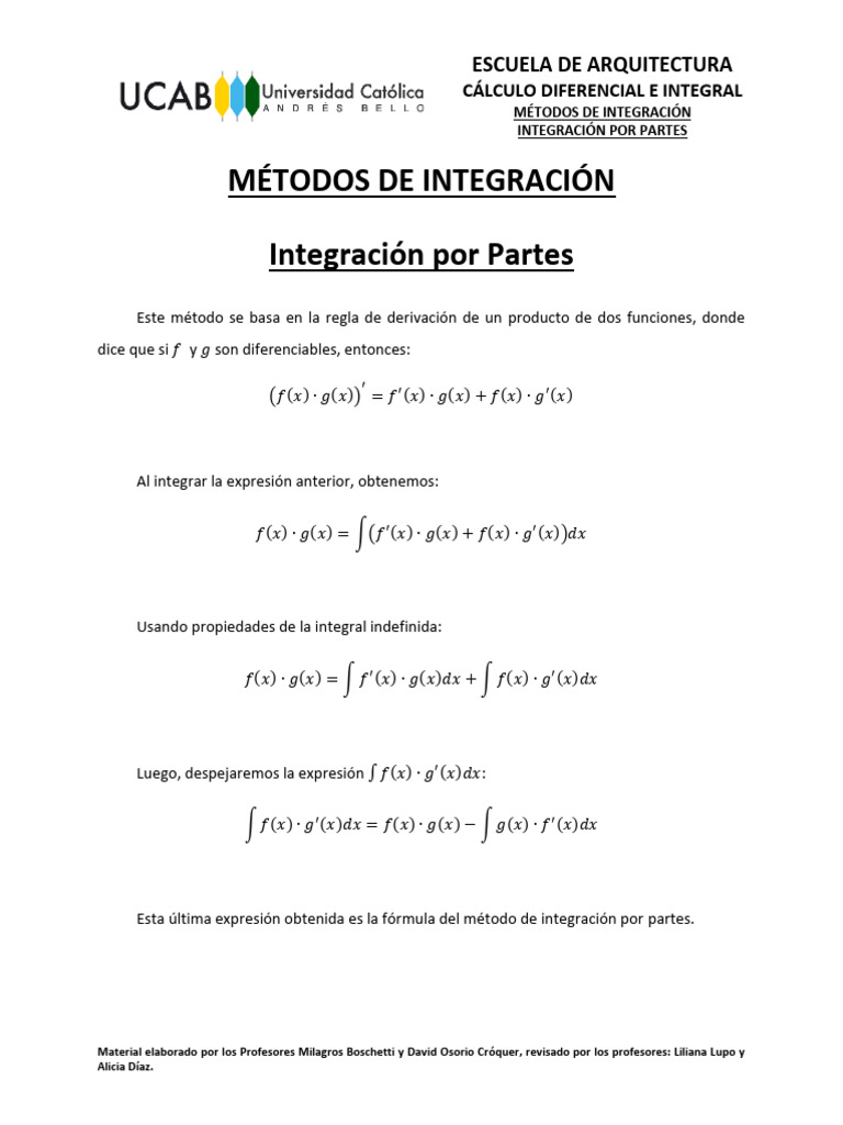 Integración por Partes: Guía Completa | PDF | Integral | Cálculo