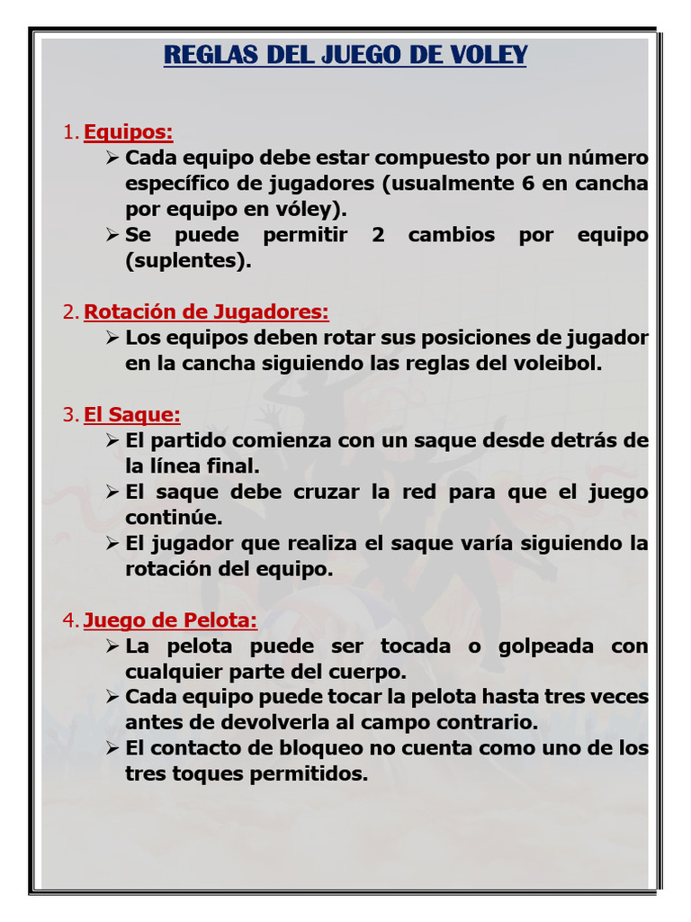 Reglas Del Juego de Voley | PDF