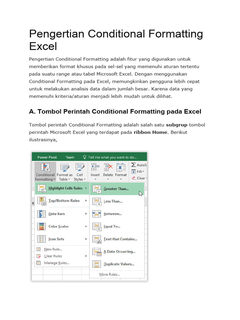 Pengertian Conditional Formatting Excel | PDF