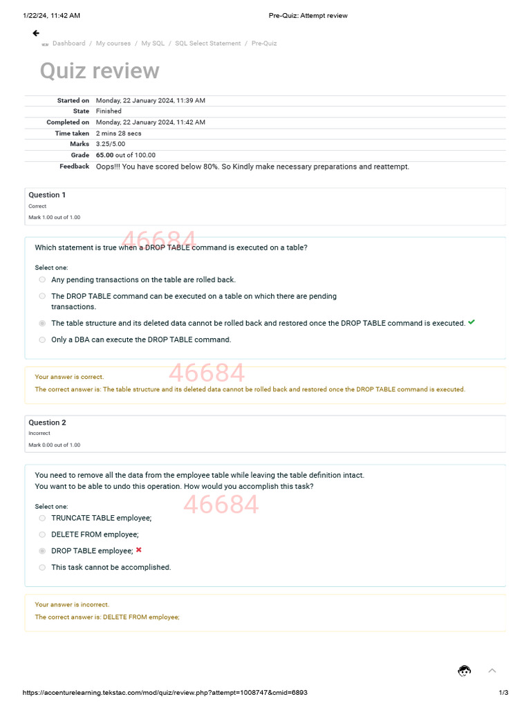 Pre-Quiz - Attempt Review SS | Download Free PDF | Data | Computer Programming