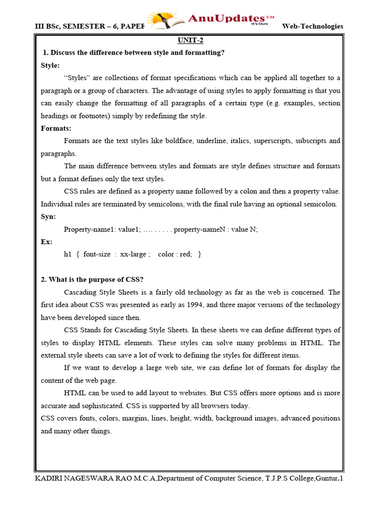WT Unit 2 | PDF | Html Element | World Wide Web