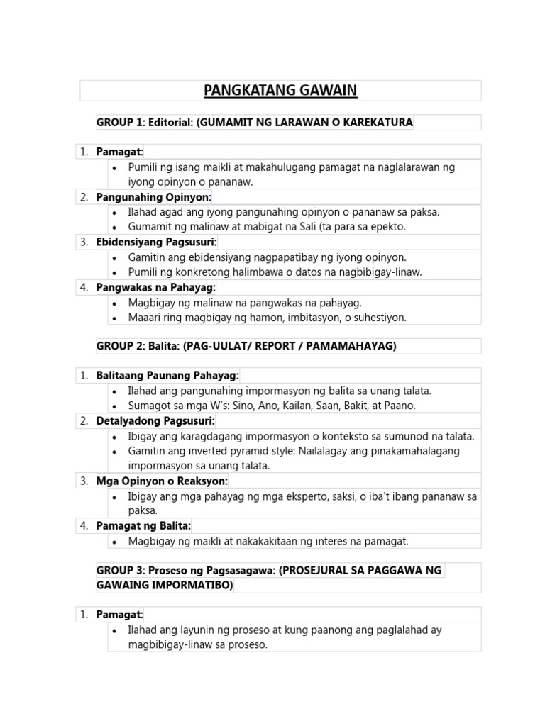 PANGKATANG GAWAIN Final | PDF