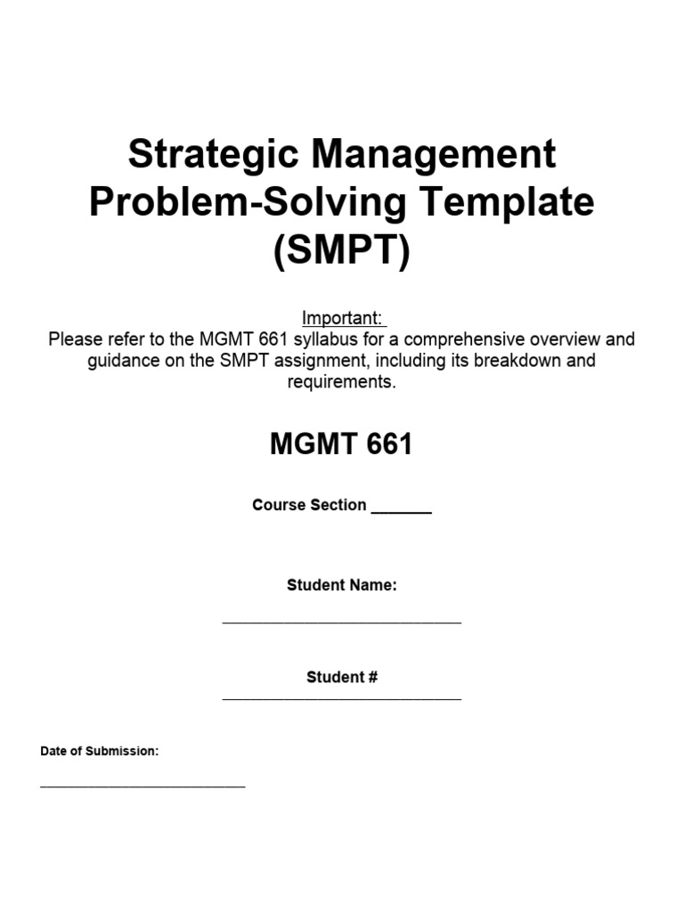 Strategic Management Problem-Solving Template (SMPT) | Download Free ...
