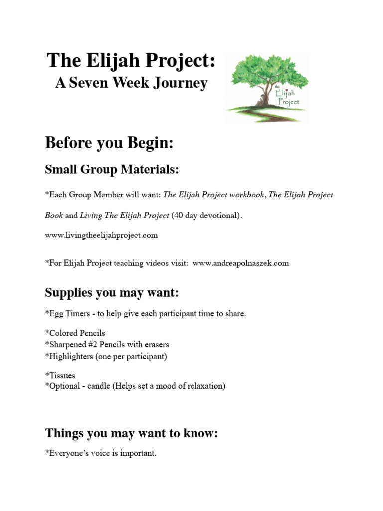 The Elijah Project: Group Study Guide | PDF | Elijah | Books Of Kings