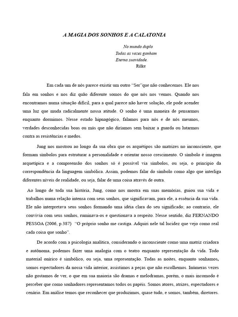 A Magia Dos Sonhos e A Calatonia | PDF | Sonho | Carl Jung