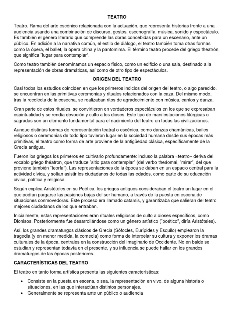 Significado y origen del teatro | PDF | Teatro | Bailes