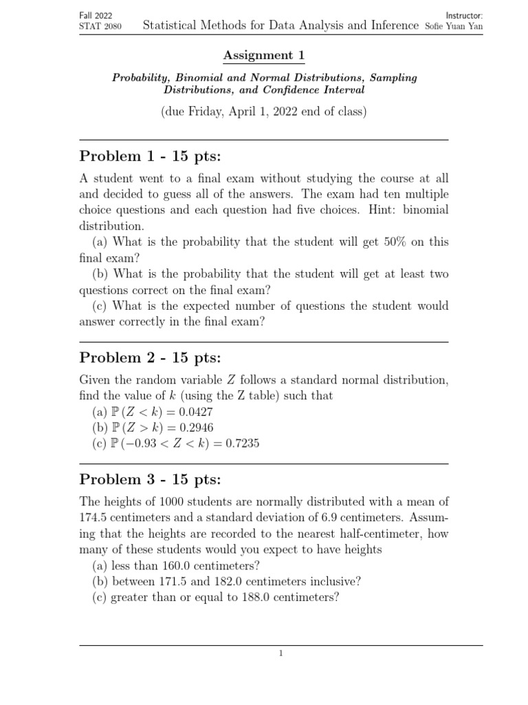 STAT2080 Ass1 2022 | PDF | Probability Distribution | Applied Mathematics