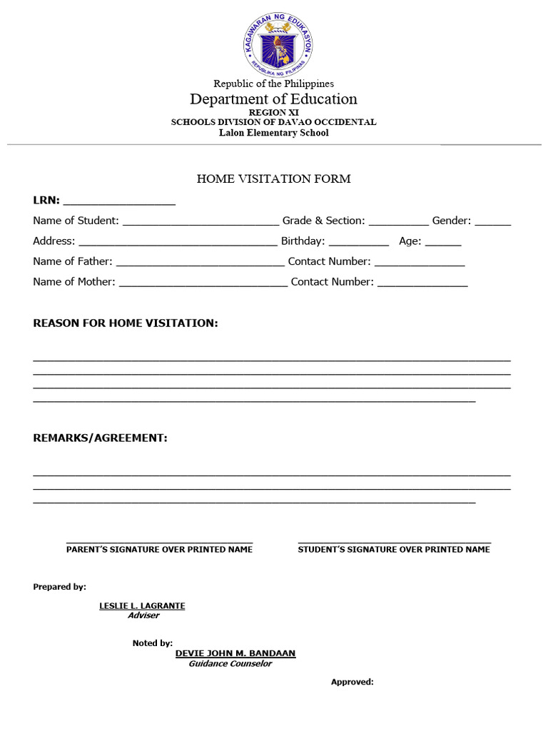 HOME VISITATION FORM | PDF