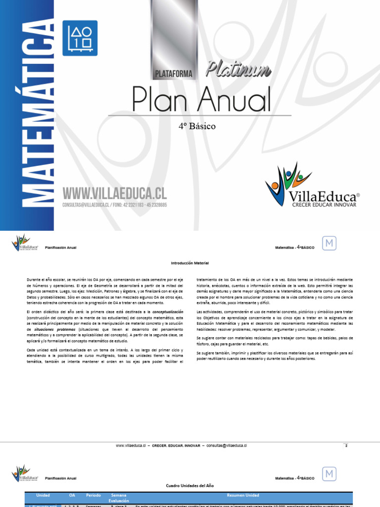 Planificacion Anual Matematica 4basico P Descargar Gratis Pdf 9850