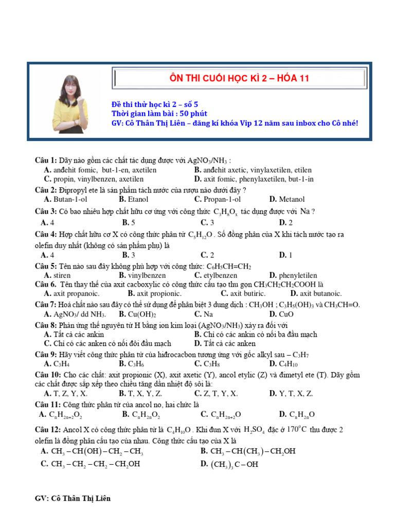 ĐỀ ÔN THI HK 2 - SỐ 5 | PDF