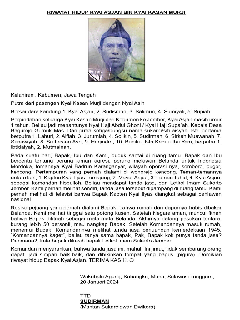 Riwayat Kyai Asjan dan Perjuangannya | PDF