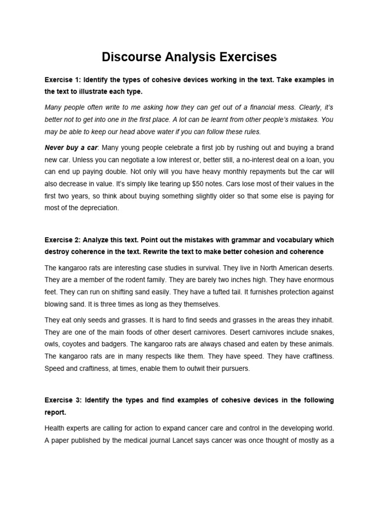 2. Discourse Analysis Exercises | PDF | Cancer | Diseases And Disorders