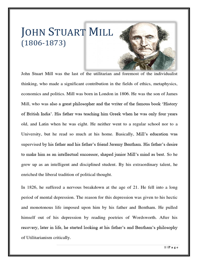 John Stuart Mill | PDF | Utilitarianism | John Stuart Mill
