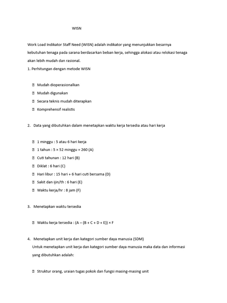 Metode WISN untuk Kebutuhan SDM | PDF