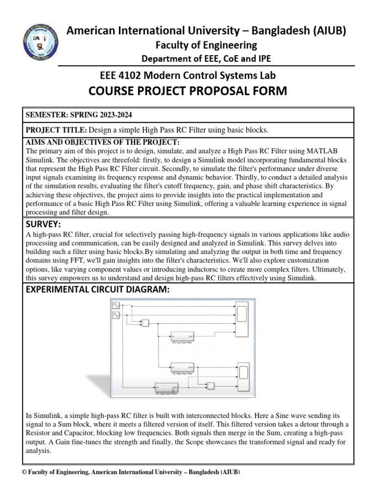 MCS Lab Group 6 Project Proposal | PDF | Electronic Filter | Electronic ...