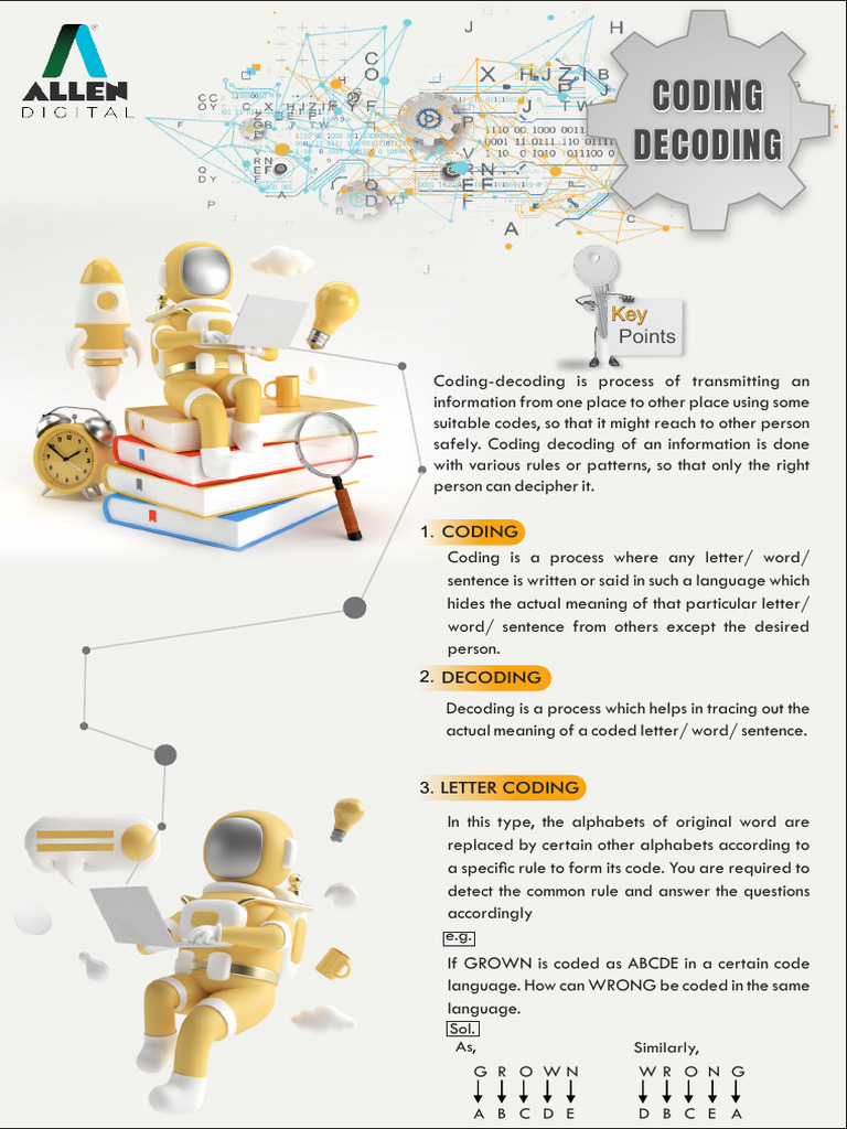 Coding Decoding Olympiads Key Points fb75h5 | PDF | Code | Writing