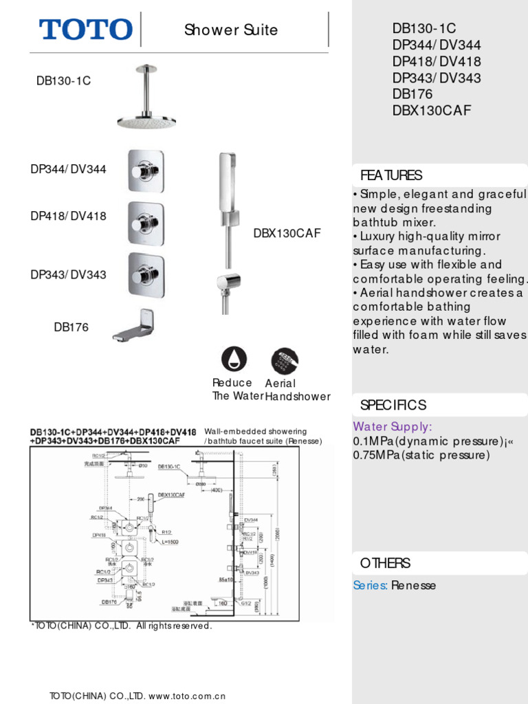 Shower Suite: DB130-1C DP344/DV344 DP418/DV418 DP343/DV343 DB176 ...