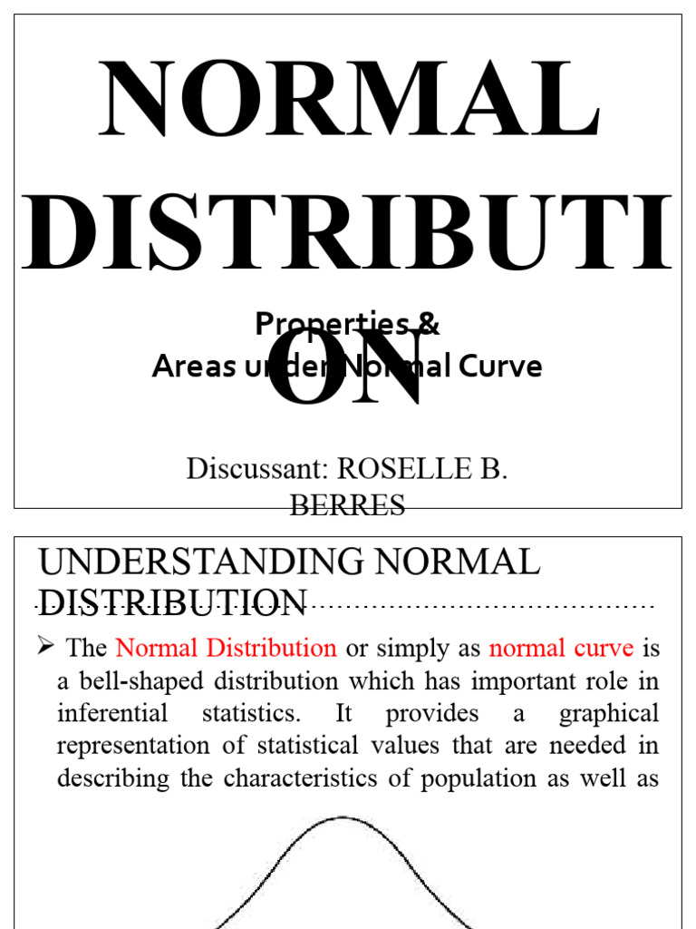 Normal Distribution Properties Areas Under Normal Curve Roselle B ...